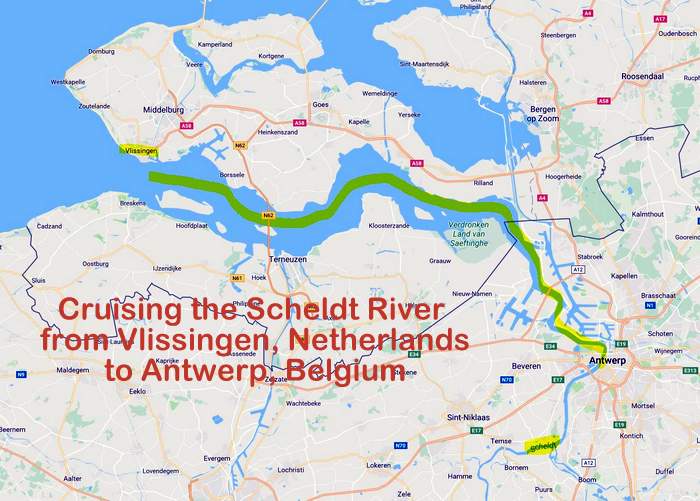 Scenic Cruising on the Scheldt River into Antwerp, Belgium on Holland ...