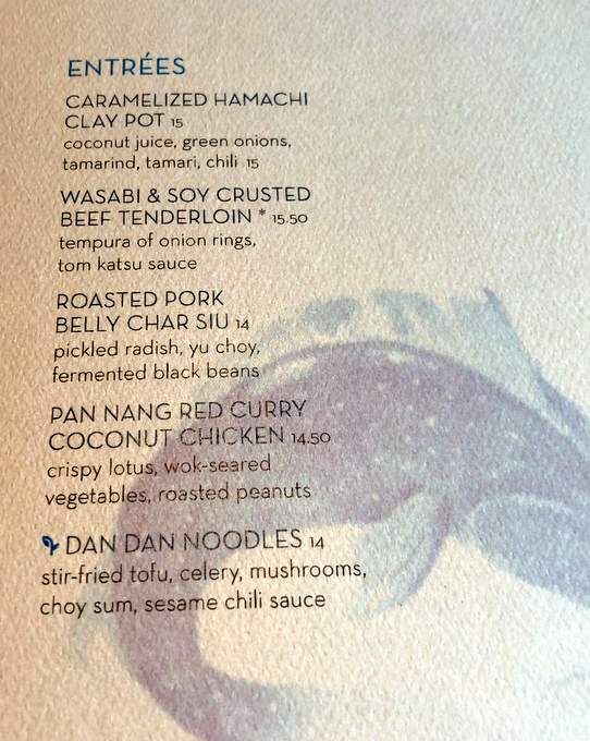 Nami Sushi Menu on Holland America’s Nieuw Statendam Cruise Ship